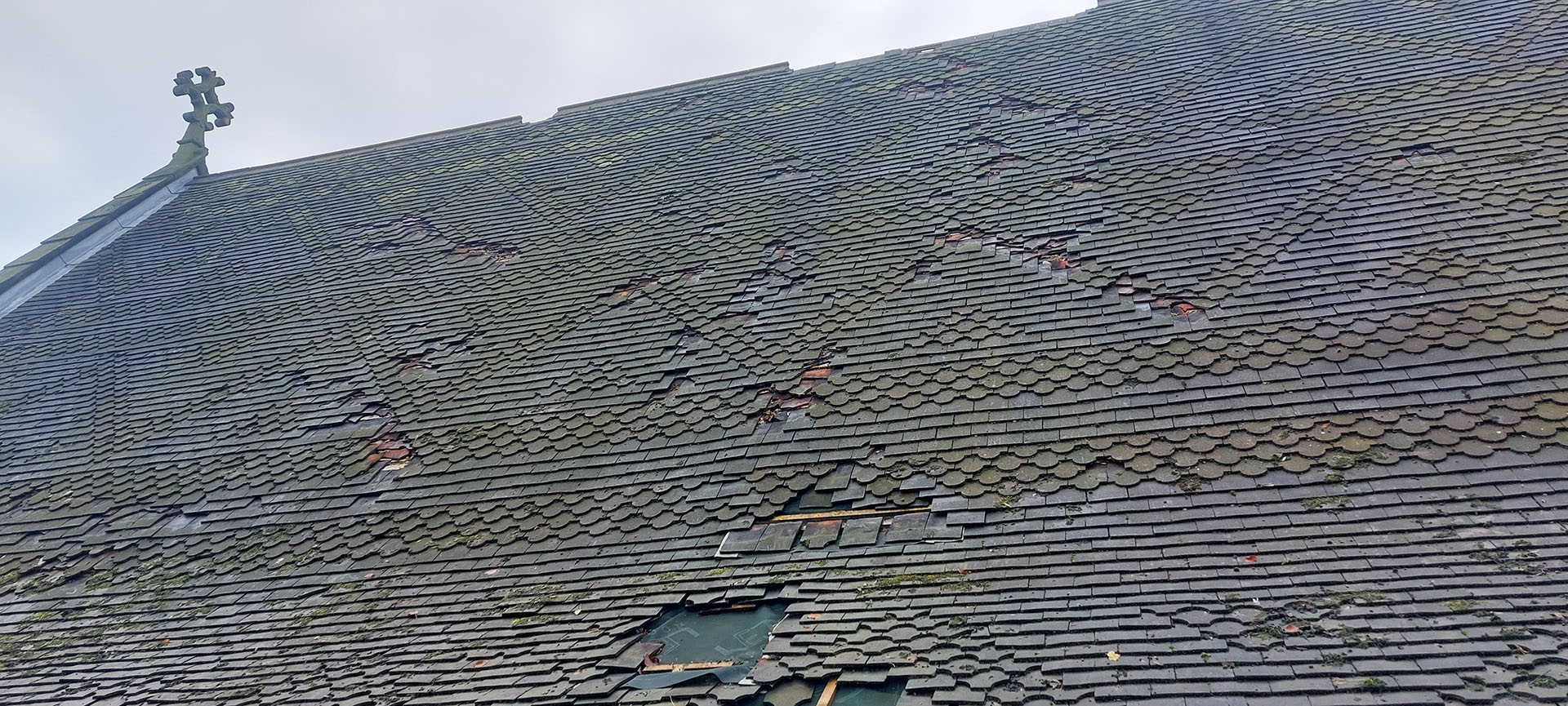Reroofing of St Mary's Knutton Church following tornedo