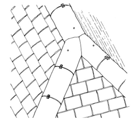 Hip details with plain clay roof tiles